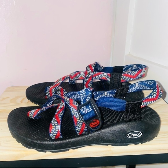 Chaco | Shoes | Womens Chaco Z Sport Sandals Blue Red White Size 9 ...